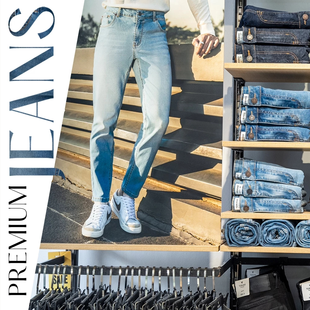 Quần Jeans nam TORANO dáng basic Slim Co Giãn Tốt, Không Bai Xù, Bền Màu, Phom Trẻ Trung ...