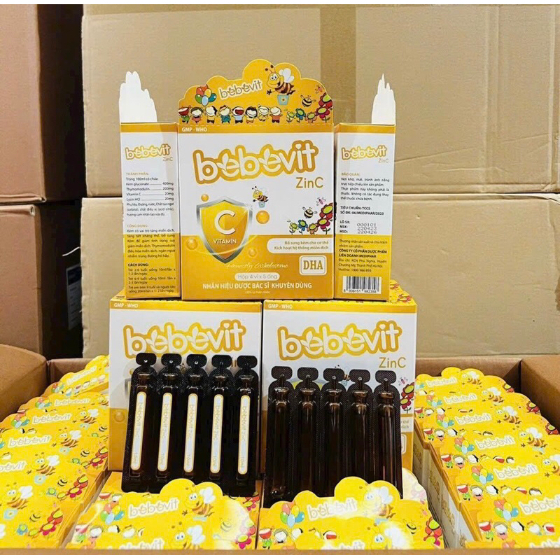 HỘP 20 ỐNG NHỰA 10 ML BEBEVIT ZINC SUPPER KẼM GLUCONAT 350MG | Shopee ...