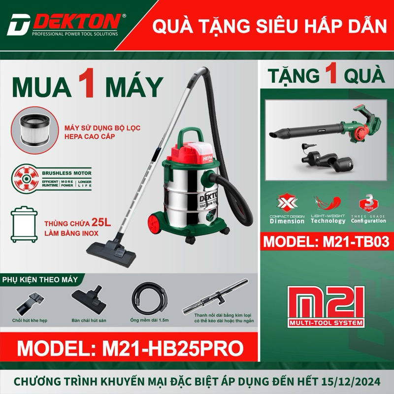 [Quà Tặng ]Máy Hút, Thổi Bụi Khô - Ướt Thùng 25L Dùng Pin Phổ Thông 21V ...