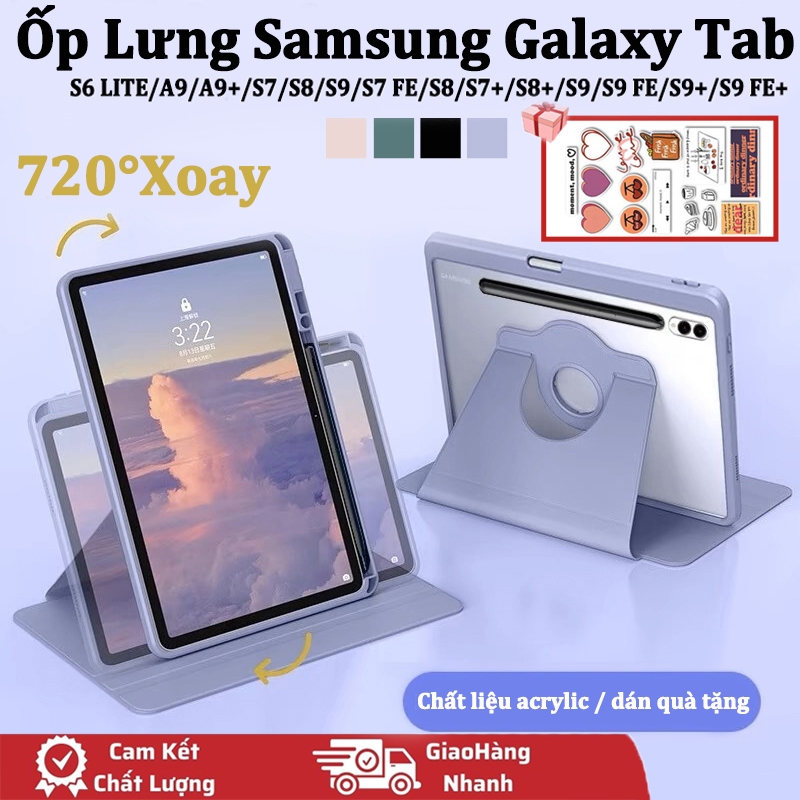 Ốp Lưng Acrylic Cho Samsung Galaxy Tab 720°Xoay S6Lite 10.4 S9 FE 10.9 A9+ S9 Plus S9 FE+ S7 FE ...