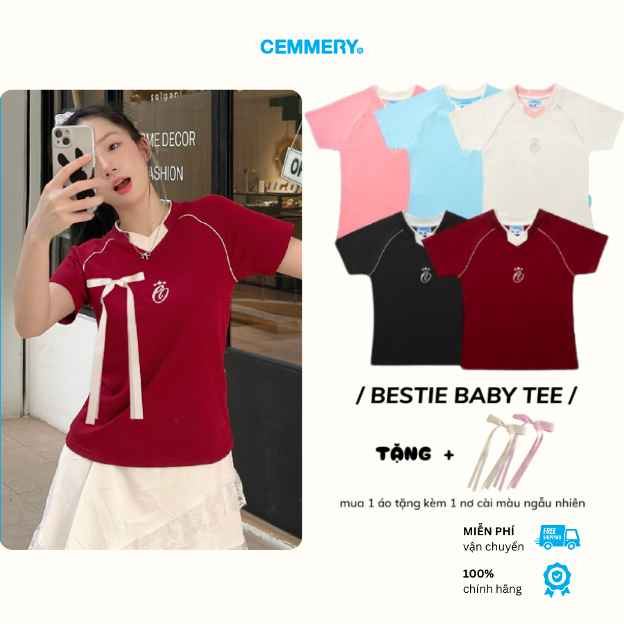 [TẶNG KÈM NƠ] Áo Baby Tee Nữ CEMMERY Local Brand Chính Hãng Bestie Baby ...