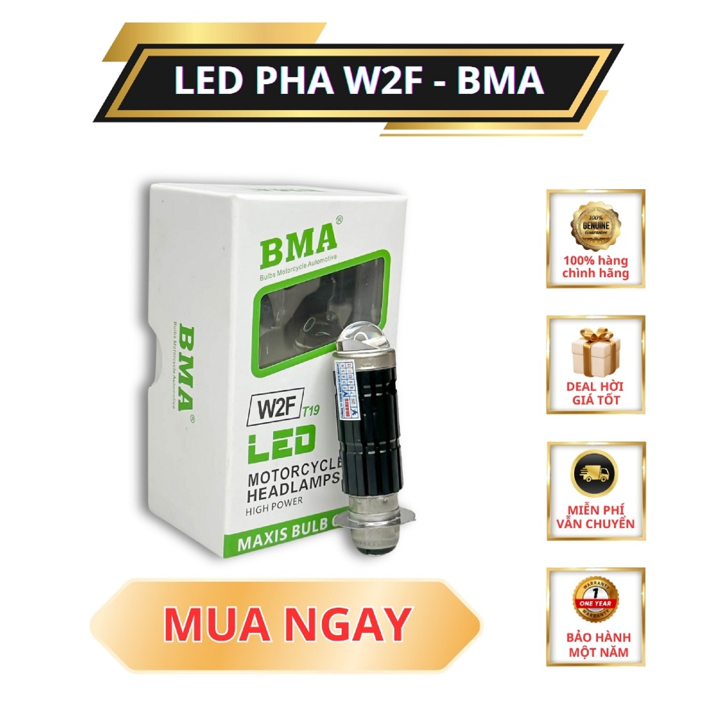 [Hàng Chuẩn BMA] Đèn Pha LED Bi Cầu W2F - 30W Cos Trắng Pha Trắng Chân M5 Lắp Dream, Wave Nhỏ ...