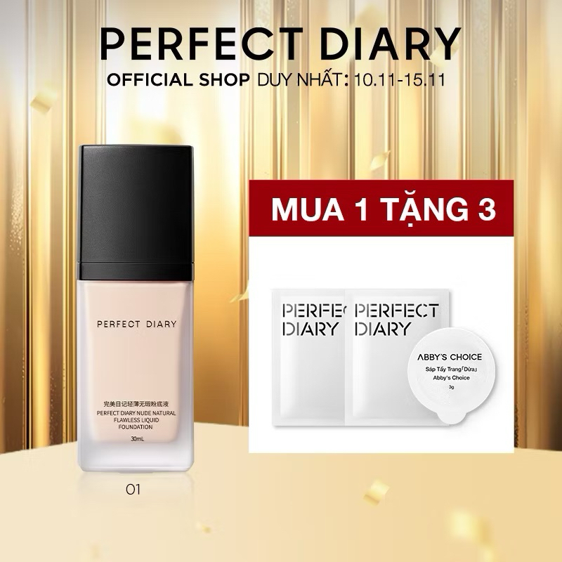 [ New, Không Box, Gốc ~300] PERFECT DIARY Kem Nền Dạng Lỏng Tone Sáng ...