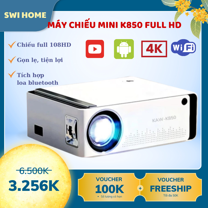 Máy Chiếu Mini SWI K850 Hệ Điều Hành Android, Kết Nối LapTop, Điện Thoại, Tiện Lợi, Dễ Dùng ...
