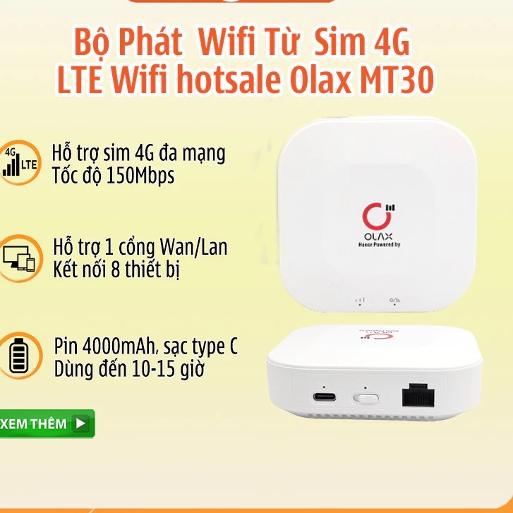 Cục WiFi Di Động MT30 OLAX - Bộ Phát WiFi Bằng Sim Trên Xe Ôtô, Xe ...