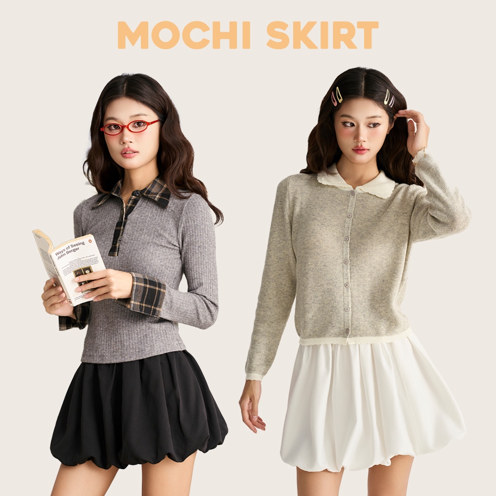BLEUBIRD Chân váy bí cạp chun Mochi Skirt | Shopee Việt Nam