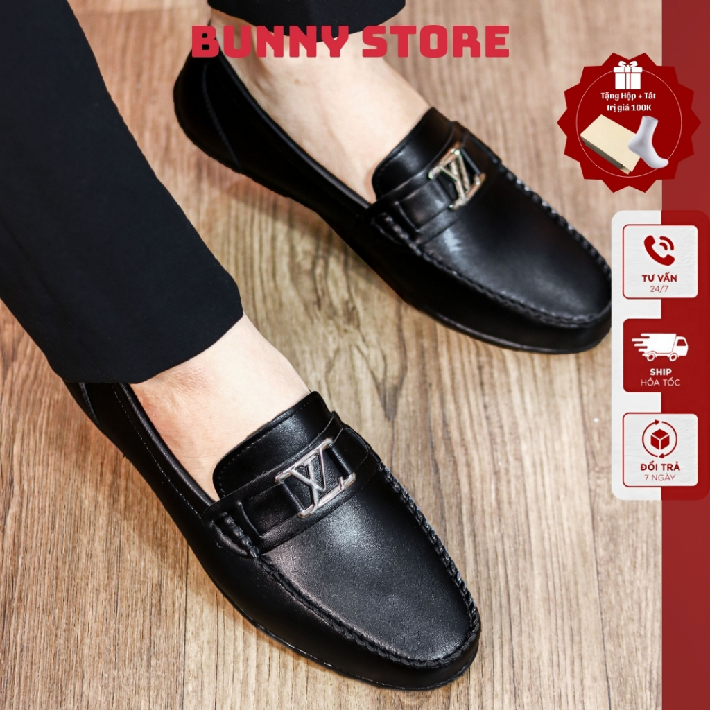 Giày Mocca Nam Da Cao Cấp, Giày Lười Mọi Nam Đai Lv Màu Bạc Đế cao su thiên nhiên Đúc Đã Khâu Đế ...