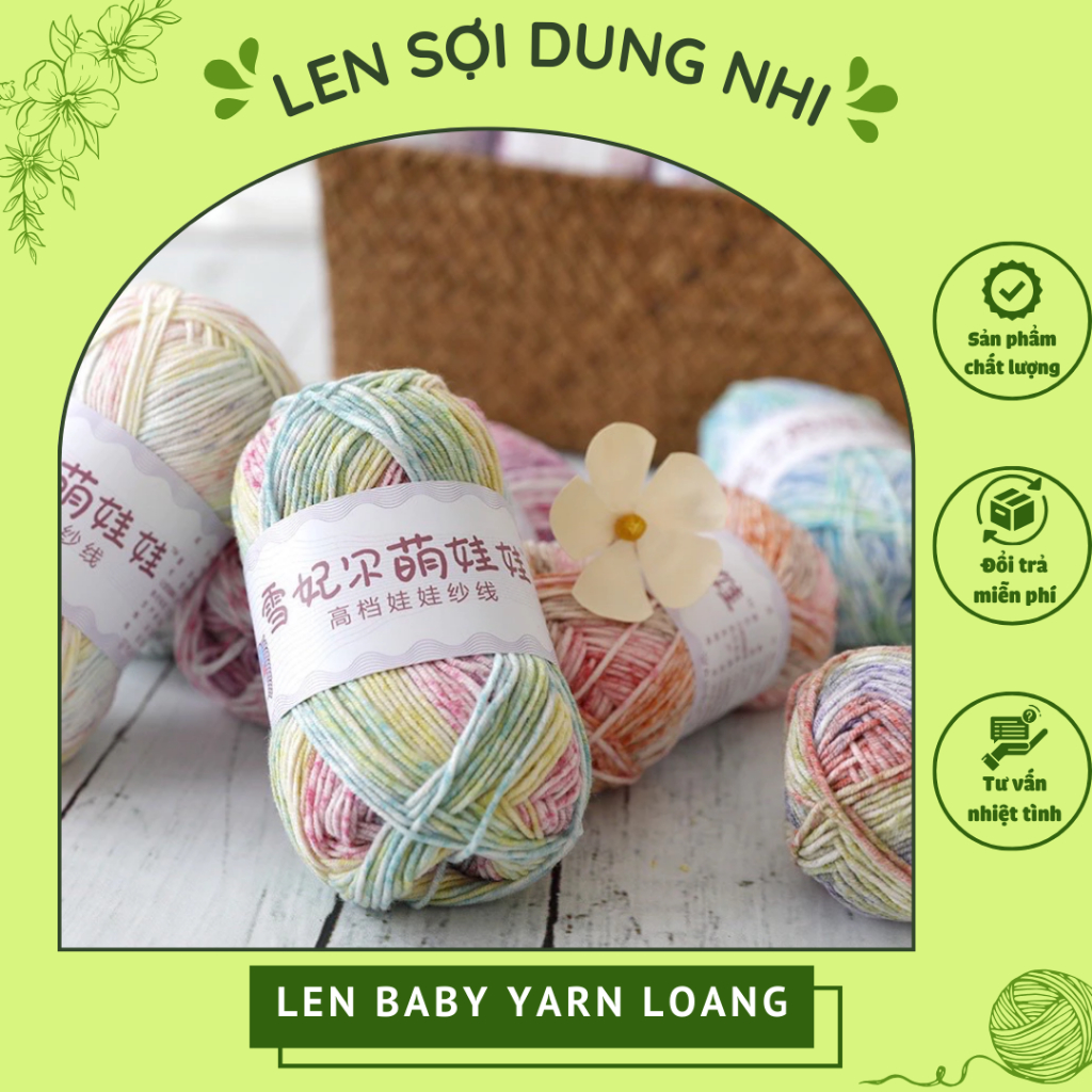 Len Baby Yarn Loang 40g (Bảng màu 101-120), Len đan móc thú bông ...