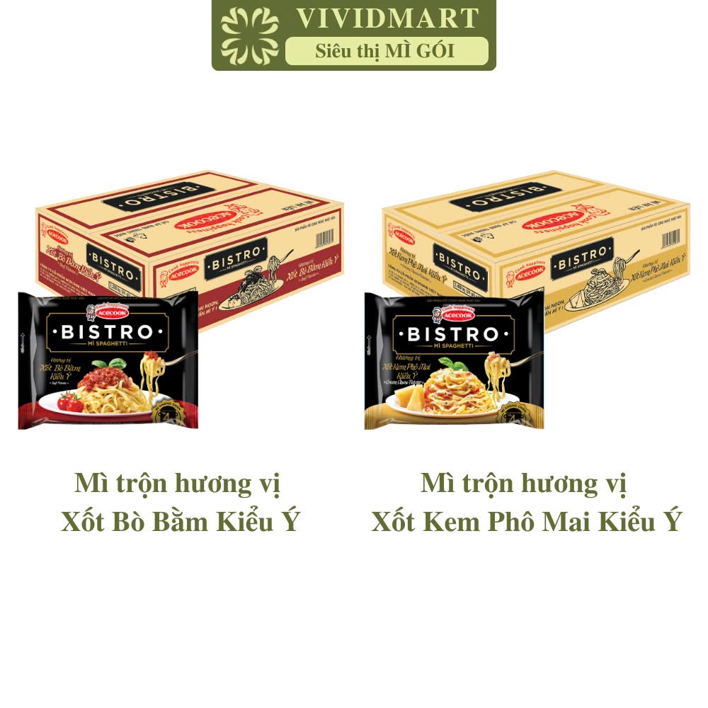 [THÙNG24GÓI]-ACECOOK- Mì Spaghetti Bistro kiểu Ý 2 vị: Xốt kem phô mai ...
