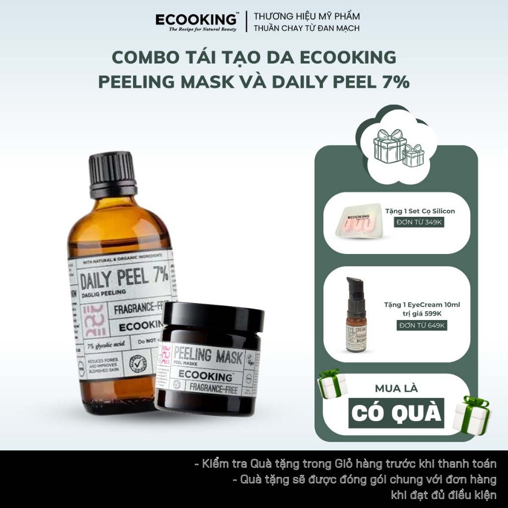 Combo Tái tạo da Peeling Mask và Daily Peel 7% Ecooking | Shopee Việt Nam