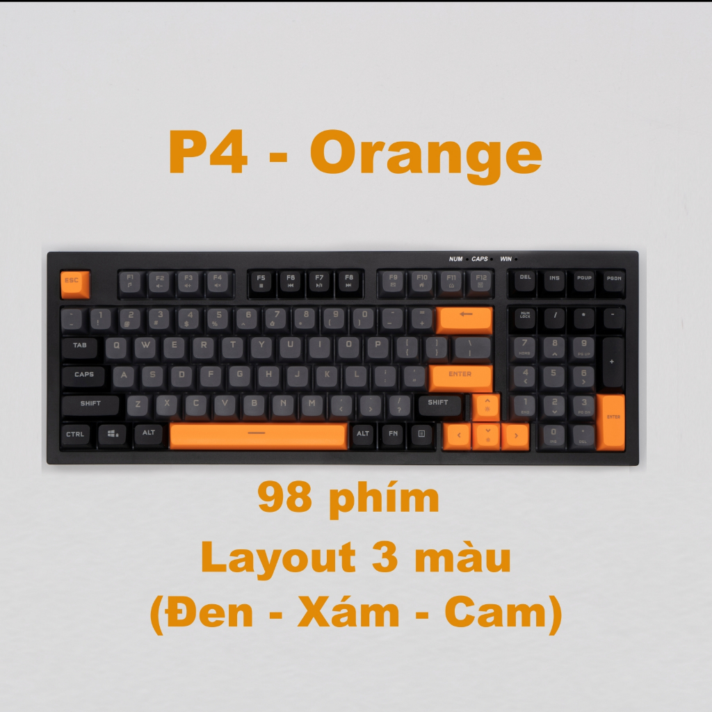 Bàn phím văn phòng Paynan P4 Poker Orange chống ồn kết nối cáp 98 phím ...