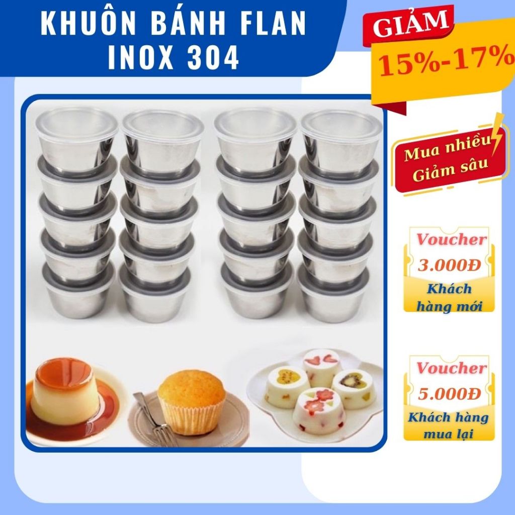 Khuôn Bánh Flan Inox 304 Có Nắp Đậy | Shopee Việt Nam