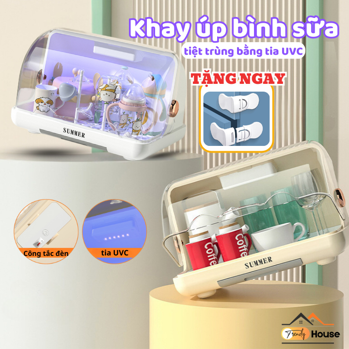 Khay Úp Bình Sữa Tiệt Trùng TRENDY Bảo Quản Bằng Tia UVC Loại Bỏ Vi Khuẩn 99% Không BPA An Toàn ...