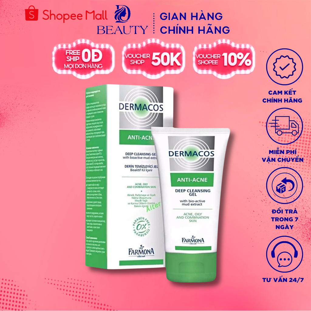 Sữa Rửa Mặt Farmona Dermacos Anti Acne Deep Cleansing Gel 150ml, Sạch ...