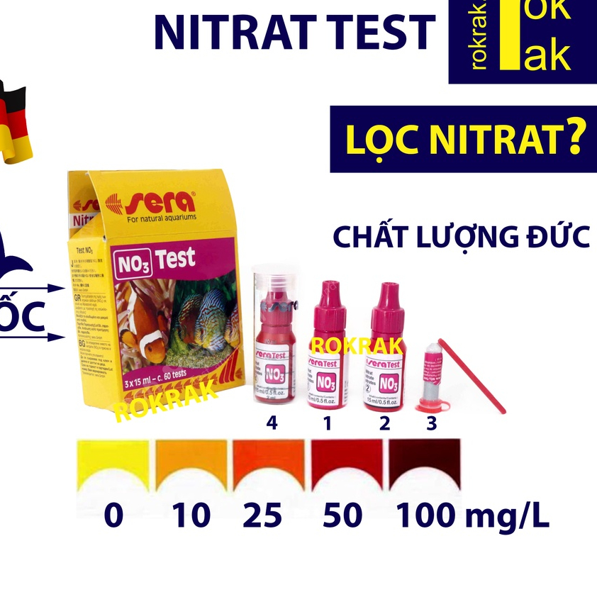 TEST NO3 SERA Kiểm tra Nitrat Đức Đo xem đã lọc đủ chu trình nito hồ cá ...