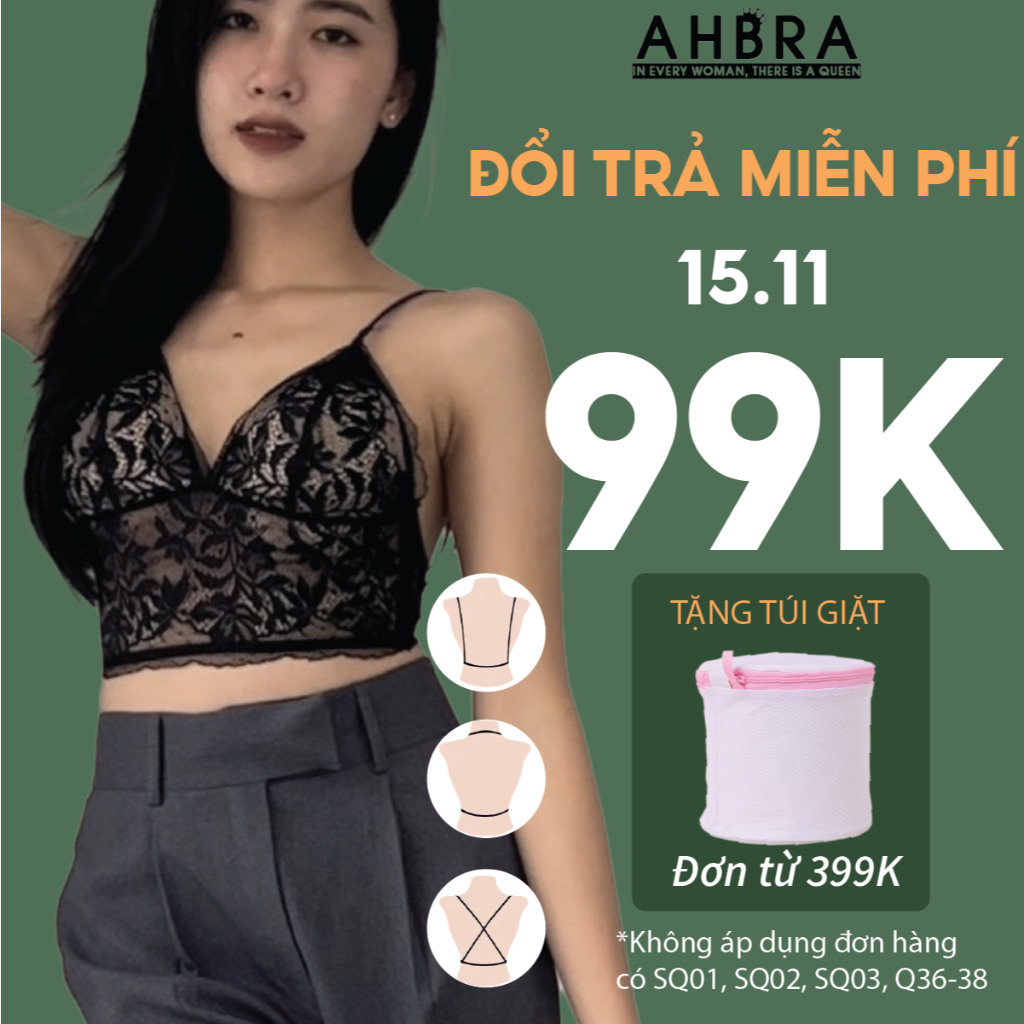 Áo Bra Ren 2 dây Hở Lưng Không Gọng Mút Mỏng AHBRA SR02 Chống Tụt Dáng Crotop | Shopee Việt Nam