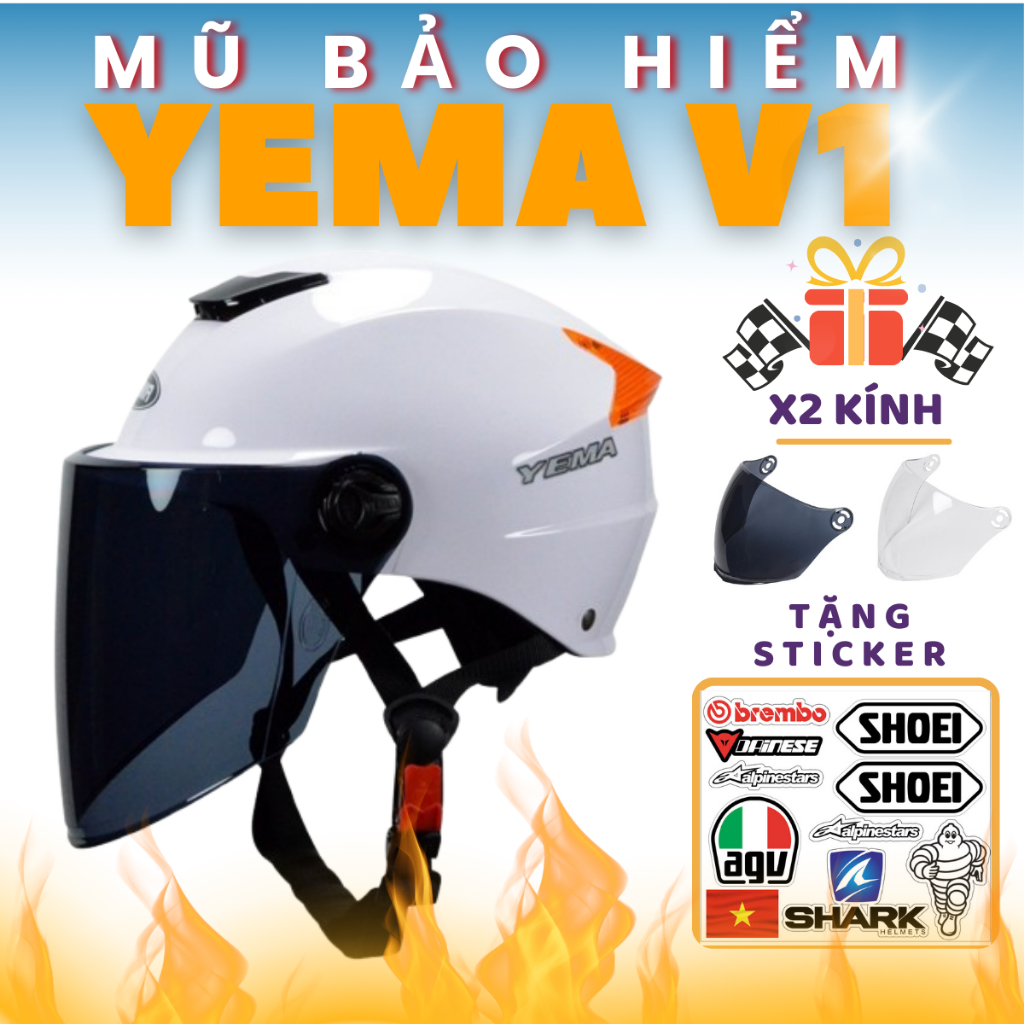 Mũ Bảo Hiểm YEMA V1 | All New 2025 - Sơn Nhũ Ánh Kim - Tặng Tem Sticker ...