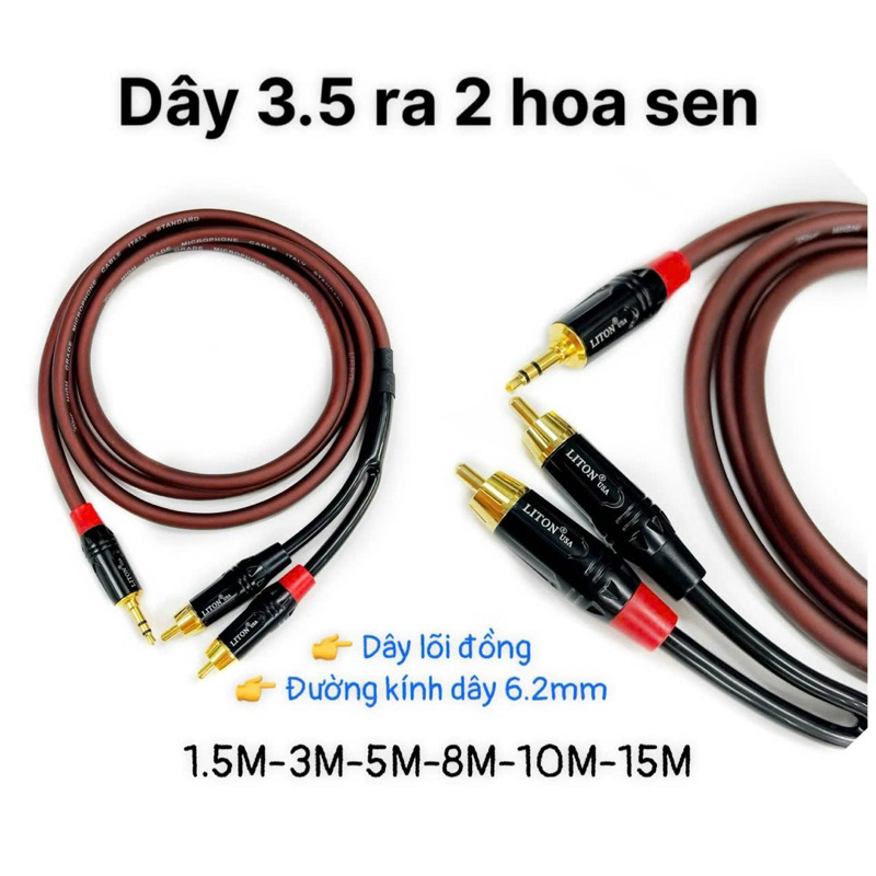 (VIDEO) Dây cáp jack 3.5mm ra 2 hoa sen tốt Phụ kiện lấy nhạc từ điện thoại, laptop ra loa ...