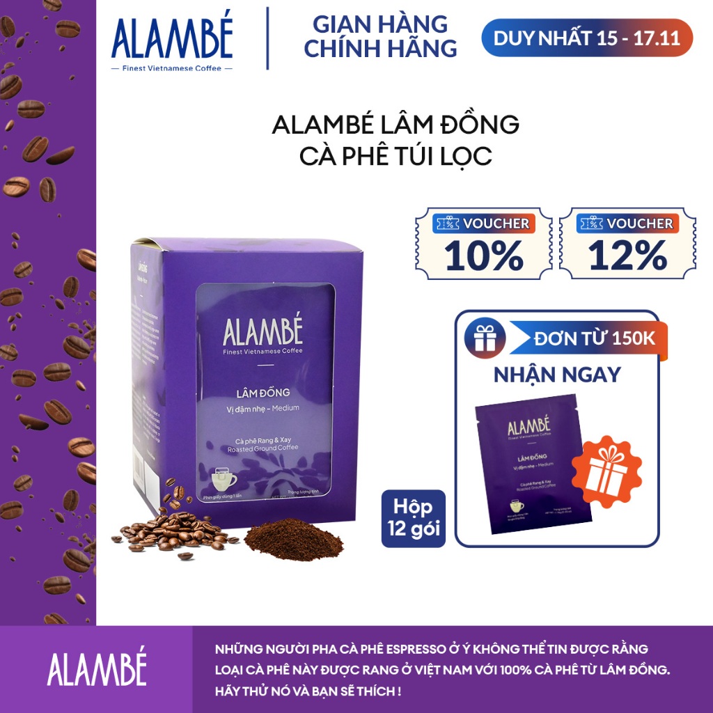 [Alambe' Lâm Đồng]Cà phê phin giấy/ túi lọc Arabica & Robusta, cà phê ...