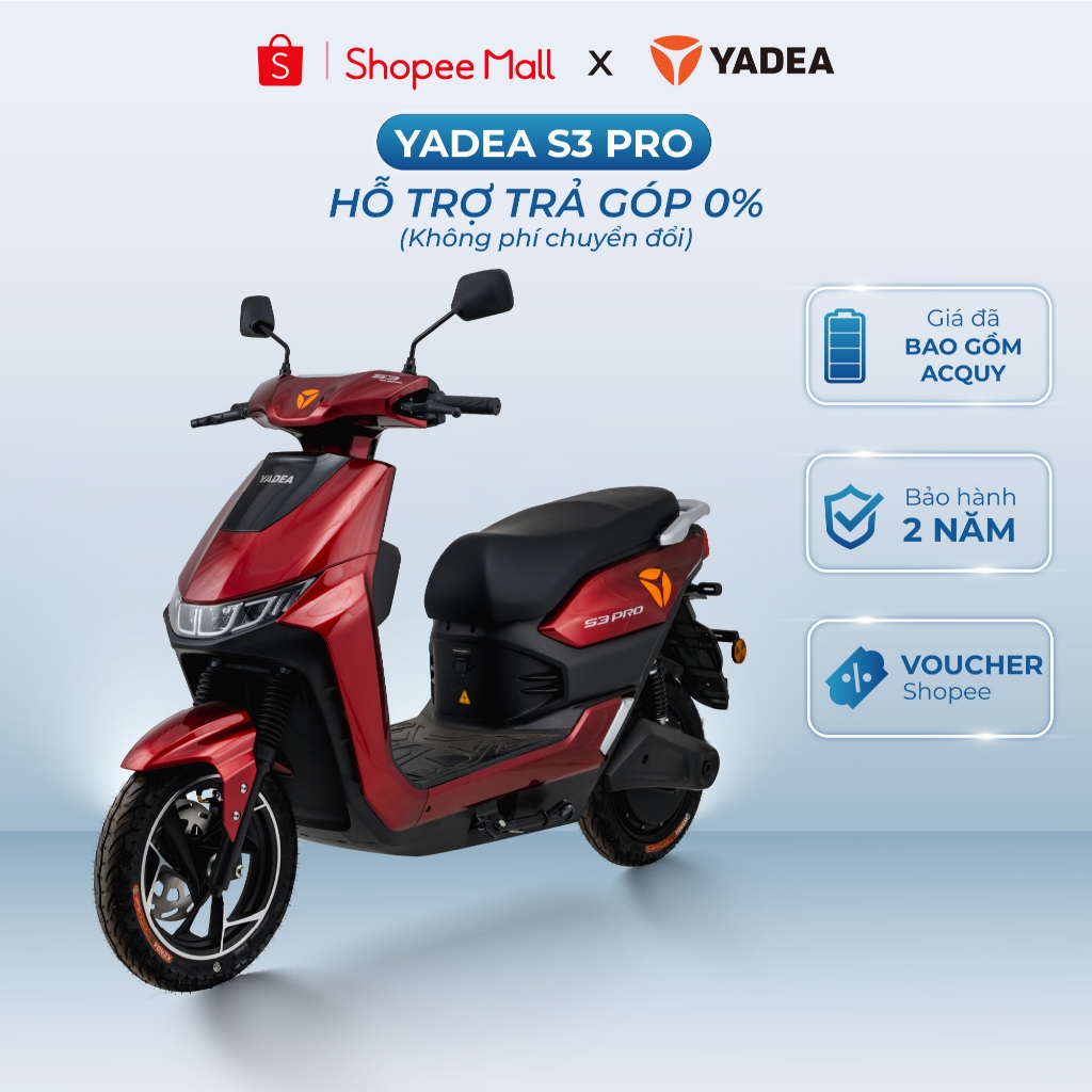 [TRẢ GÓP 0%] Xe Máy Điện Yadea S3 Pro Thiết Kế Mạnh Mẽ 150Km Một Lần Sạc Dung Tích Cốp 21 L ...