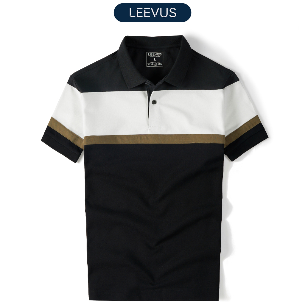 [TẶNG HỘP CHO ĐƠN TỪ 499K] Áo Polo nam STRIPED BLOCK LEEVUS phối màu ...