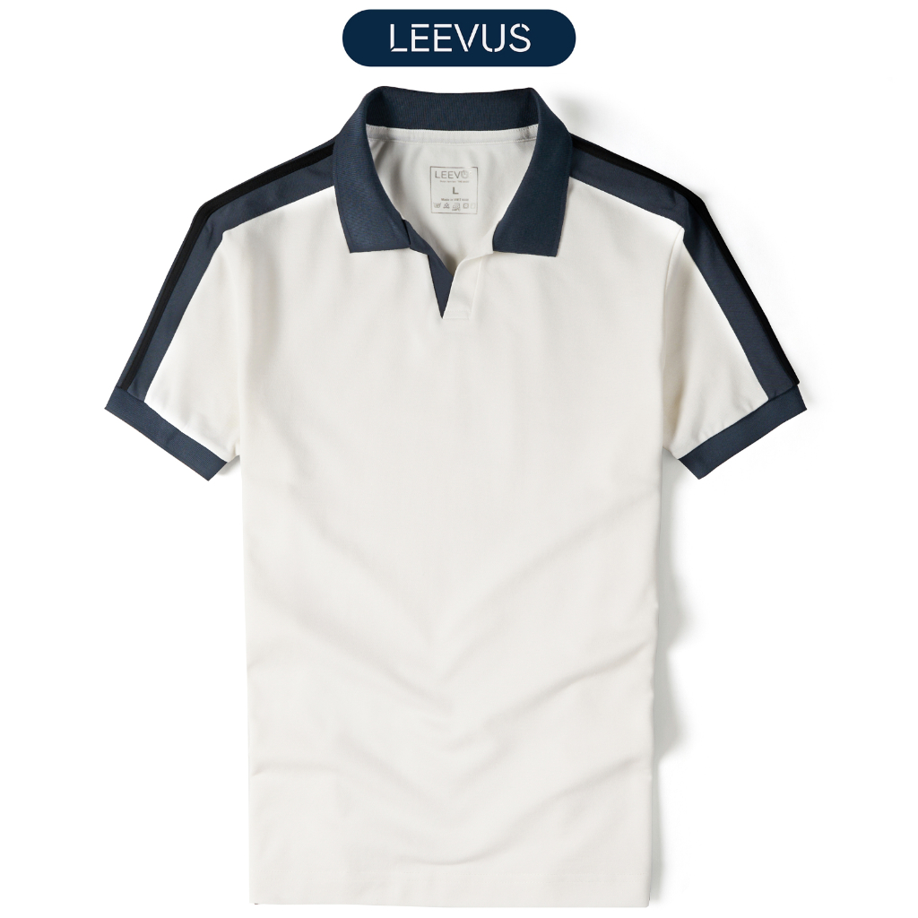 Áo Polo nam V-NECK LEEVUS phối bo, vải CVC cá sấu, form regular APL318 ...
