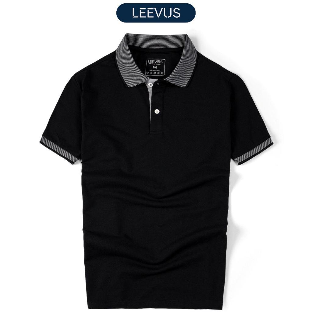 [TẶNG HỘP CHO ĐƠN TỪ 499K] Áo Polo nam STRIPES LEEVUS phối bo dệt, vải ...