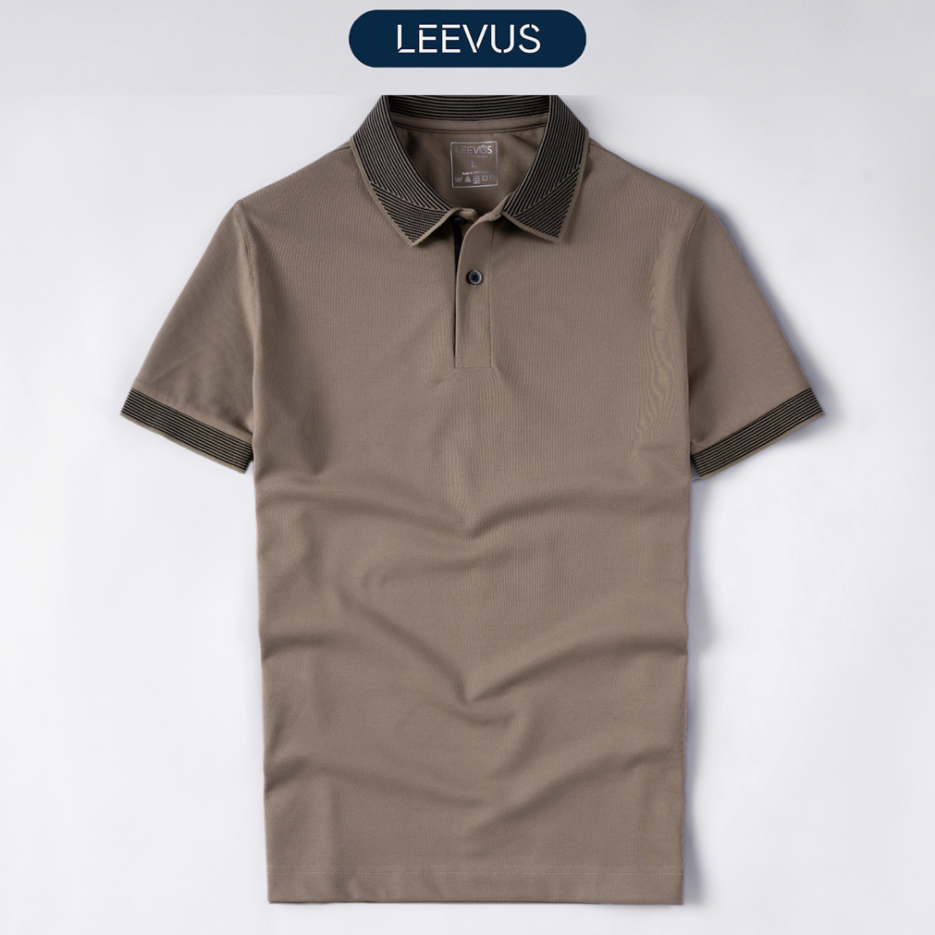 [TẶNG HỘP CHO ĐƠN TỪ 499K] Áo Polo nam STRIPED COLLAR LEEVUS phối sọc ...