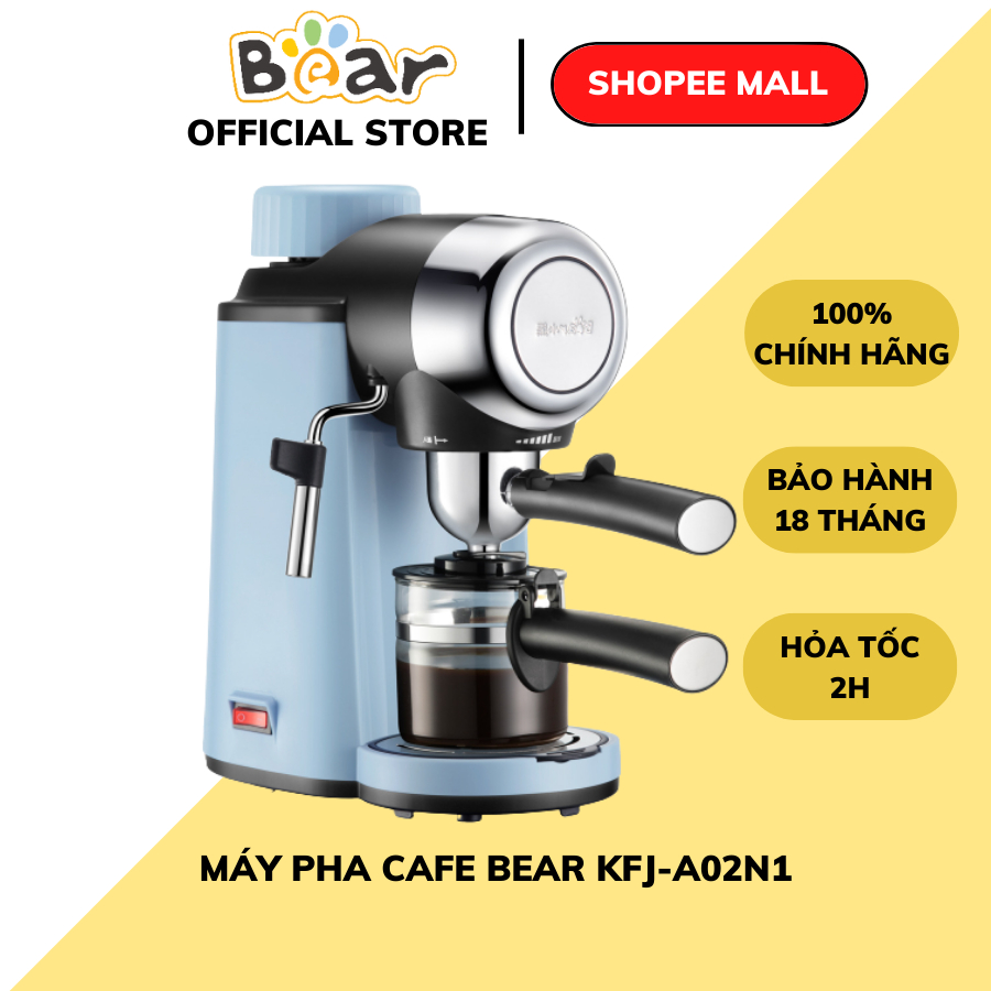 Máy pha cà phê espresso tự động Bear KFJ-A02N1/A02R2, Áp suất 5Bar, Tạo bọt sữa Cho gia đình, BH ...