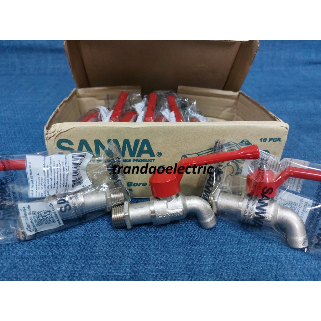 Vòi nước van bi đầu ngắn tay dài CK15 Sanwa 1/2" (21mm) - Hàng chính hãng Sanwa Thái Lan ...