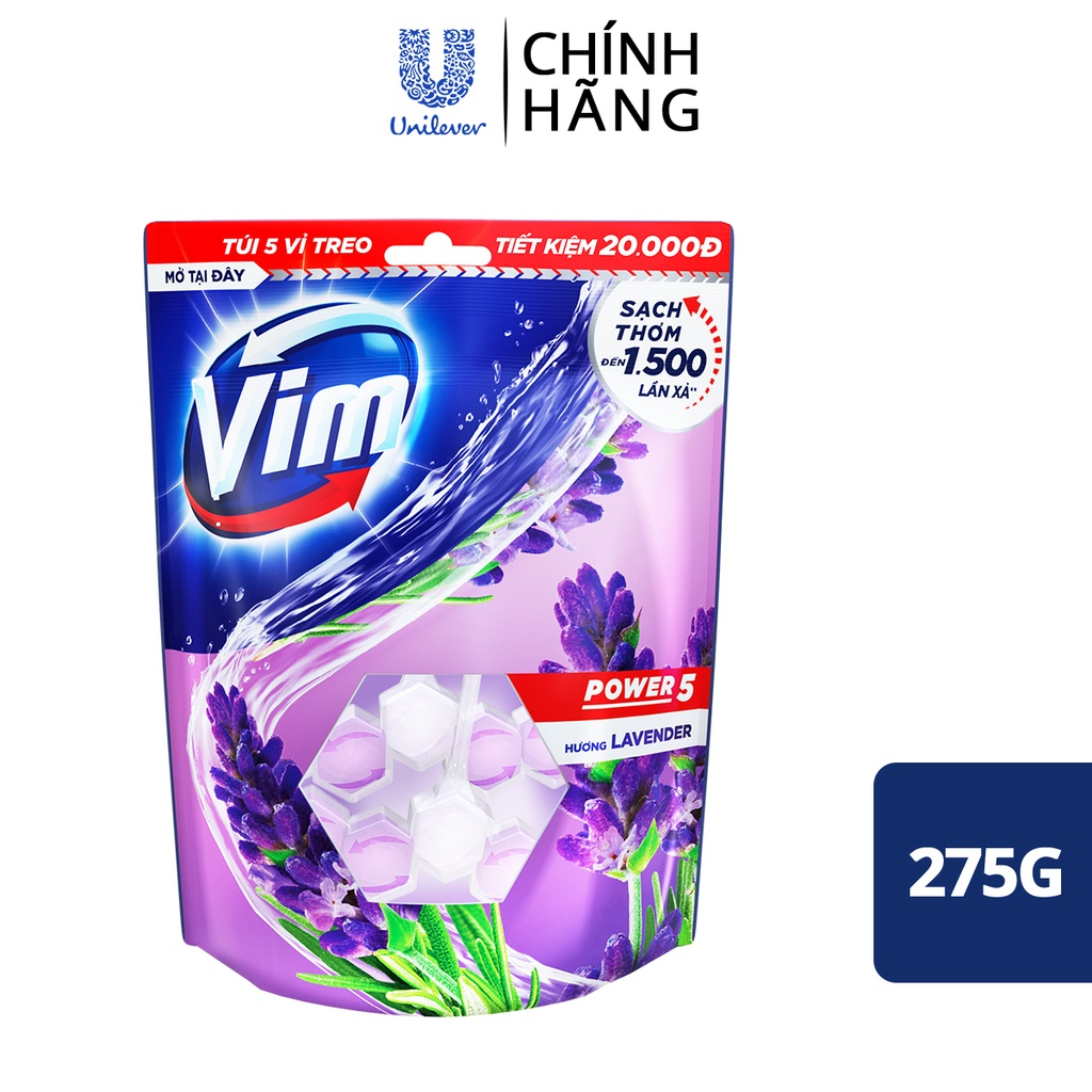 [LIVE 29,11] Combo 5 Bộ Viên tẩy bồn cầu Vim Power 5 Hương Lavender 55G x 5 | Shopee Việt Nam