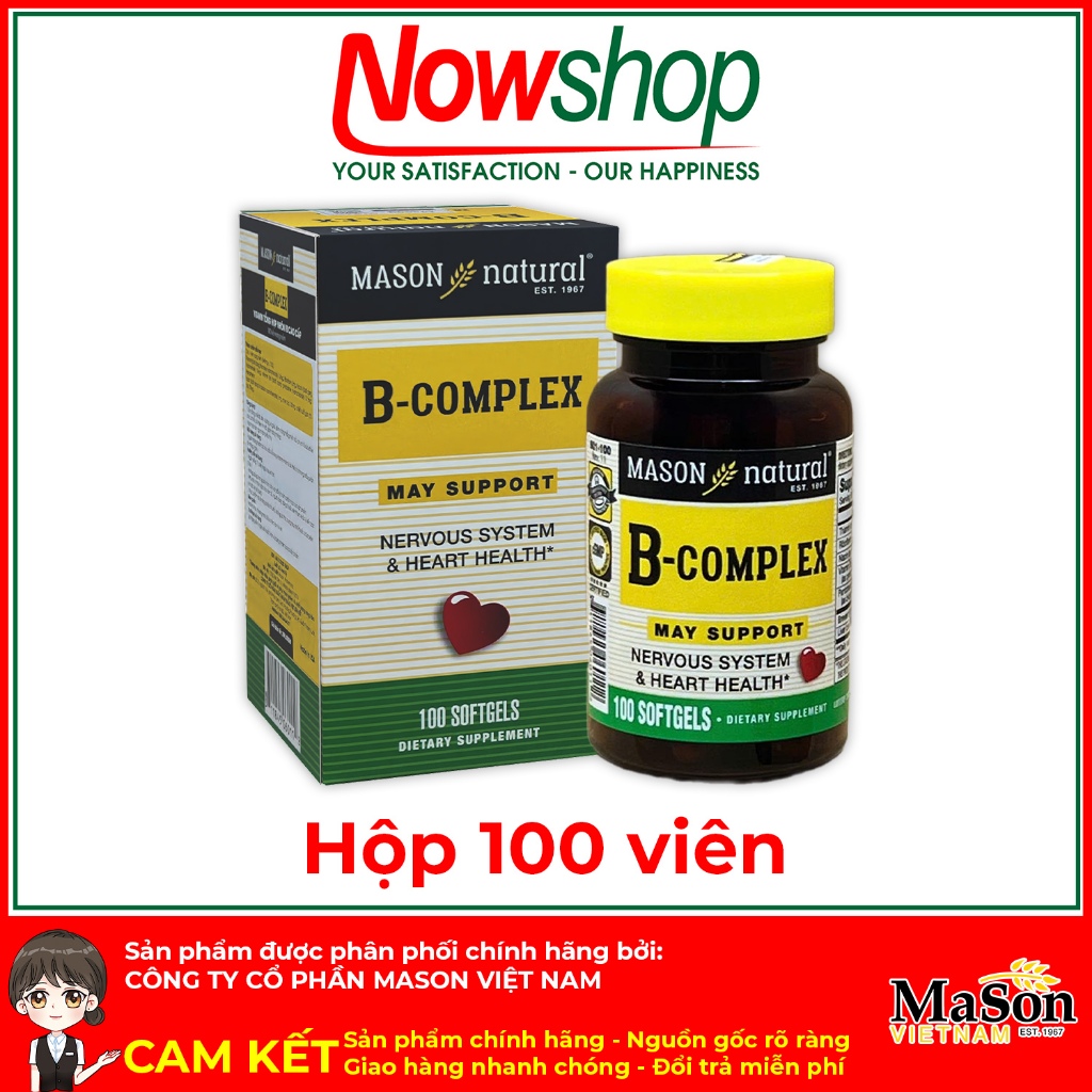 B-Complex Mason Natural Hộp 100 viên vitamin tổng hợp nhóm B cao cấp ...