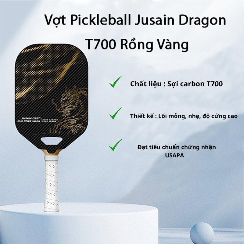 Vợt Pickleball Jusain Dragon T700 Rồng Vàng, chất liệu carbon | Shopee ...