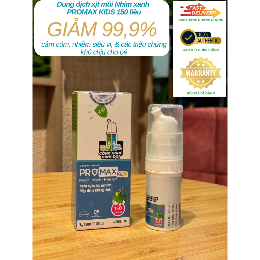 Dung dịch xịt mũi Nhím xanh PROMAX KIDS - Giảm 99,9% cảm cúm, nhiễm ...