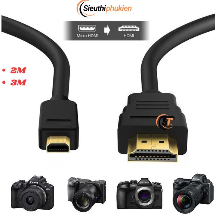 Dây cáp HDMI kết nối máy ảnh sony A7 A7S A7S2 A7R2 A7R3 A7M2 A7M3 với máy tính hỗ trợ 4K ...