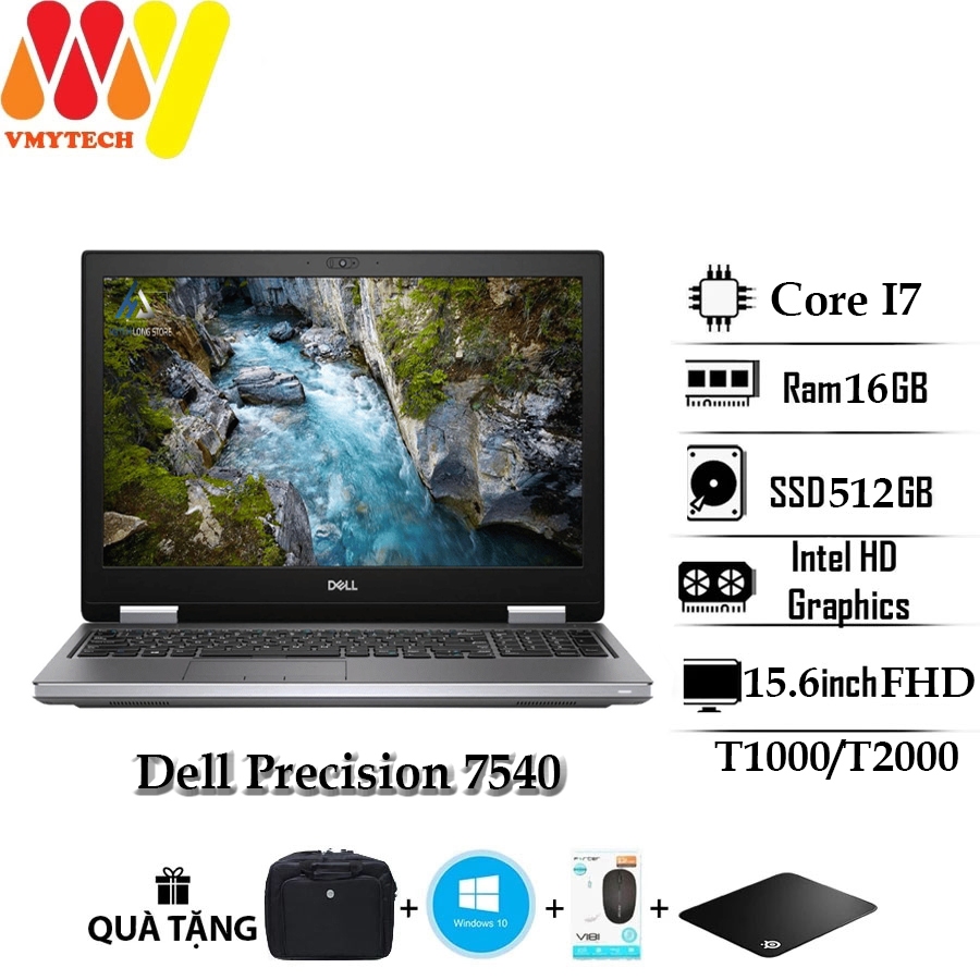 Laptop Dell Precision 7540 cấu hình cao, Core i7-9750H, Ram 16GB, SSD ...