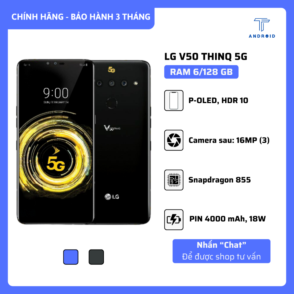 Điện thoại LG V50 ThinQ 5G Chính Hãng - Bản Mỹ RAM 6/128GB - Chip Snapdragon 855 - Full Chức ...