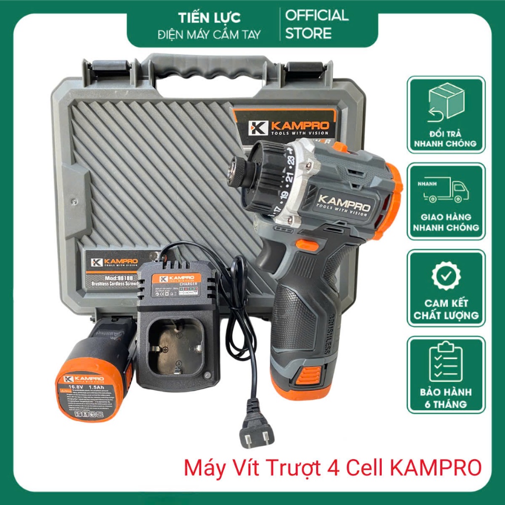 Máy chuyên vít trượt KAMPRO 9018B 16,8V có cấp trượt không chổi than sử ...