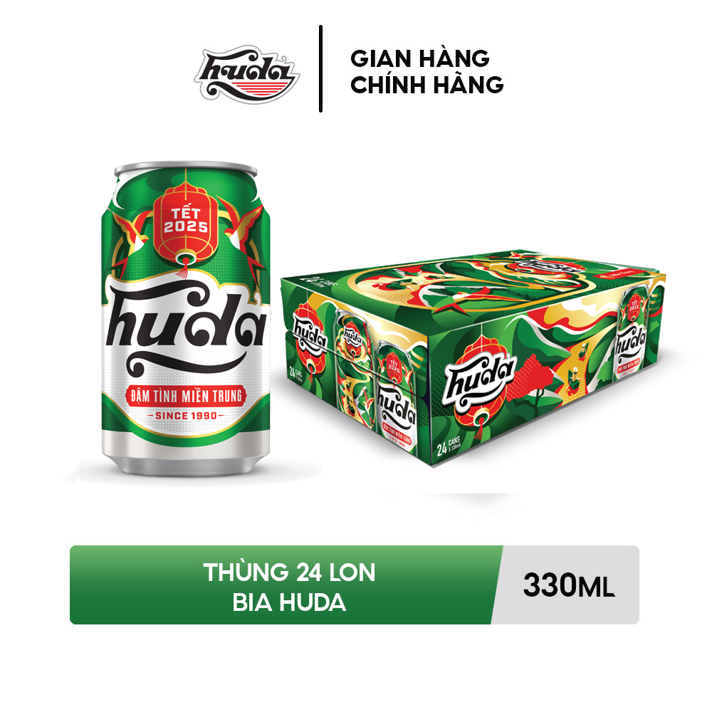 Nồng độ cồn 4.7% - Thùng 24 lon bia Huda 330ml (330ml/lon) | Shopee Việt Nam