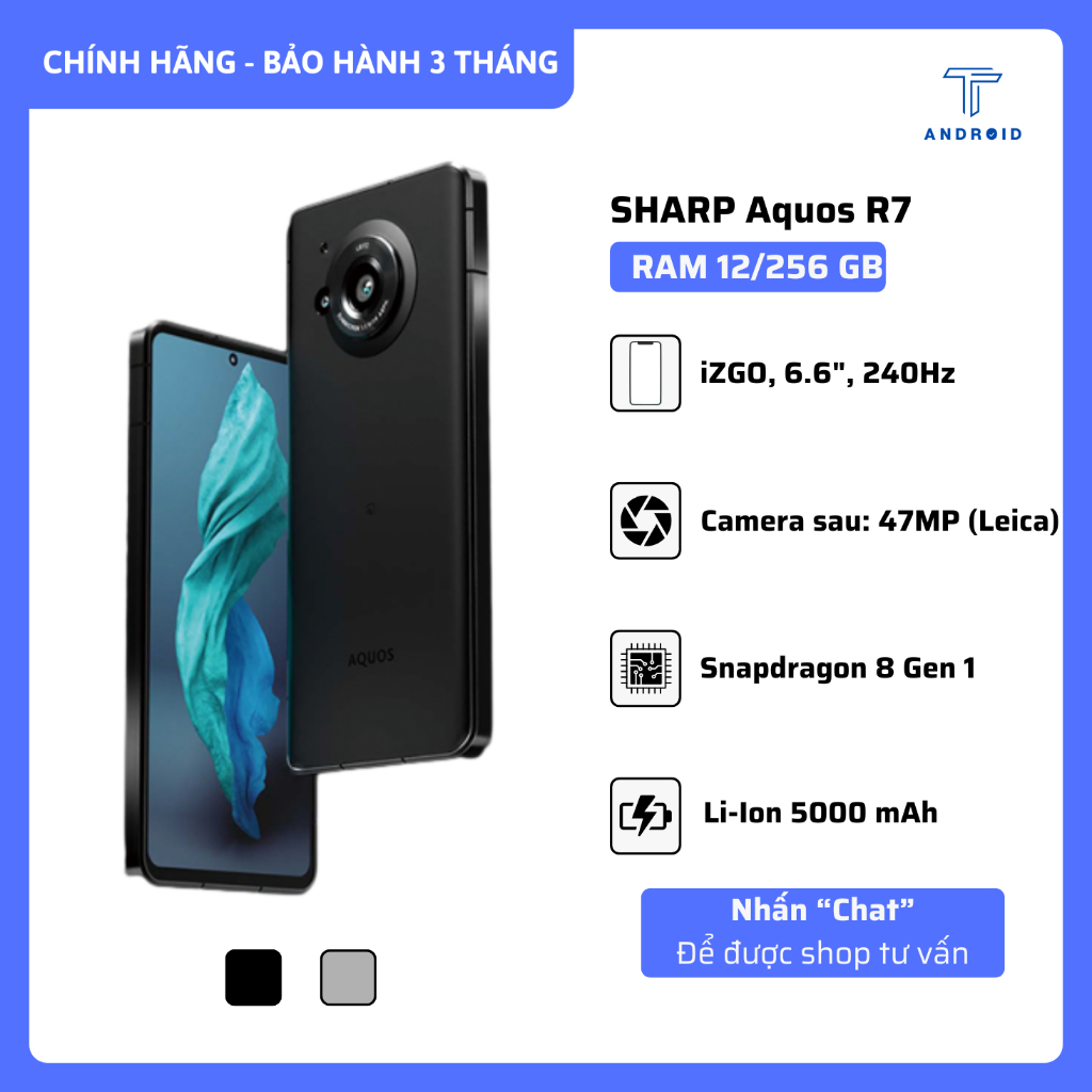 Điện Thoại SHARP R7 - RAM 12/256G, Màn Hình 240Hz, Chip 8 Gen 1, Camera ...