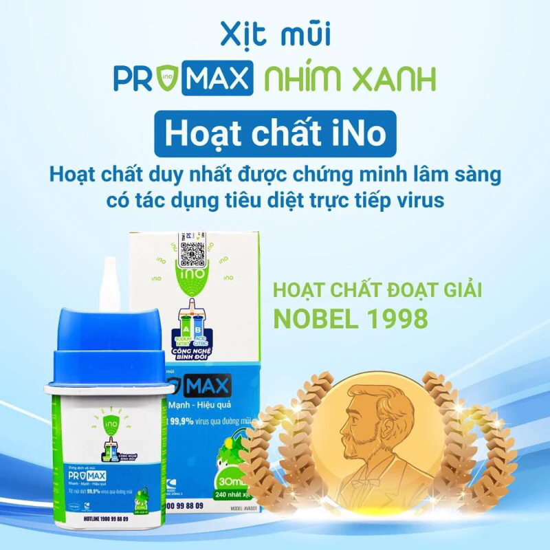 Dung dịch xịt mũi Nhím xanh PROMAX iNO 240 - Giảm nhiễm siêu vi, viêm mũi xoang 99,9%, iNO 240 ...
