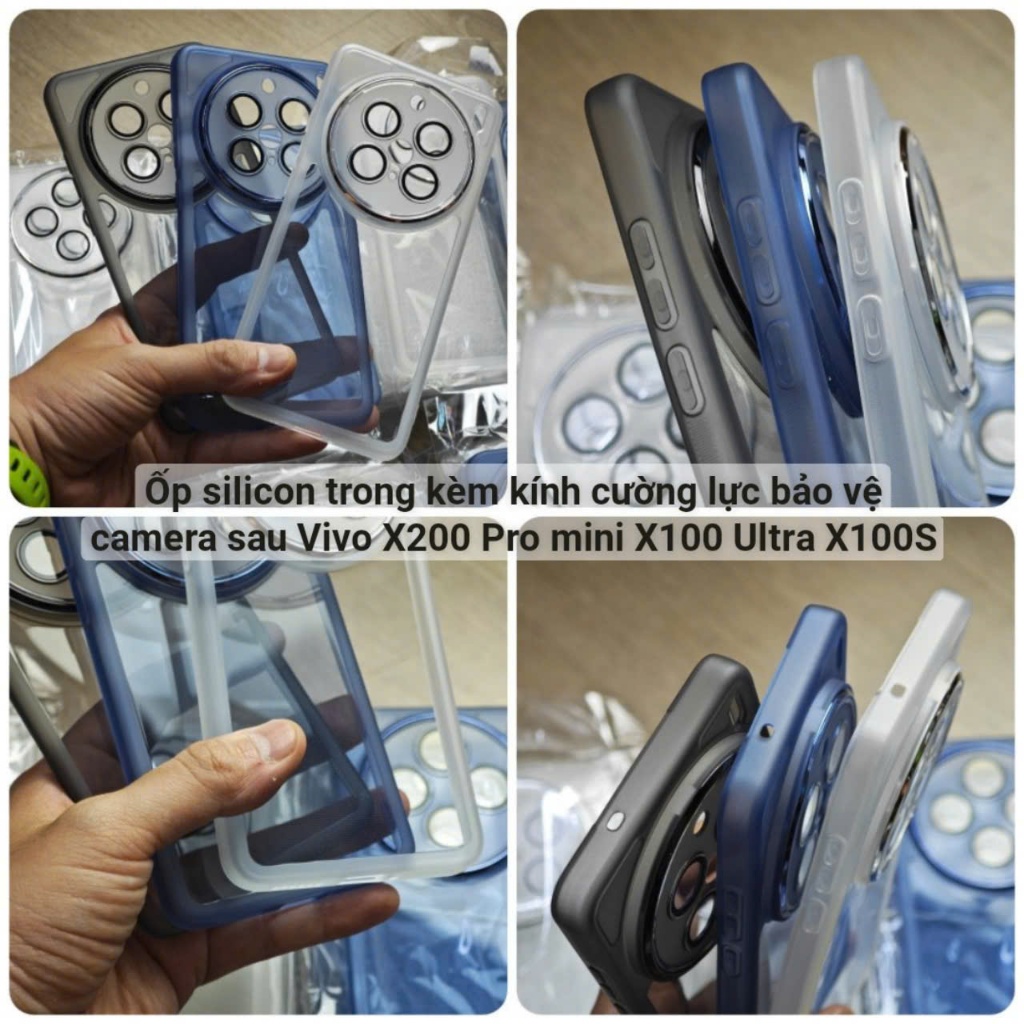 Ốp silicon trong kèm kính cường lực bảo vệ camera sau Vivo X200 Ultra X200S X200 Pro mini X100 ...