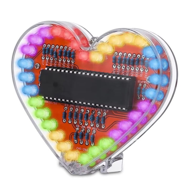 Bộ Linh Kiện Tự Ráp DIY Mạch Led Trái Tim 32 Led Đã Nạp Code Full Hiệu Ứng 5mm Sử Dụng IC 89C51 ...