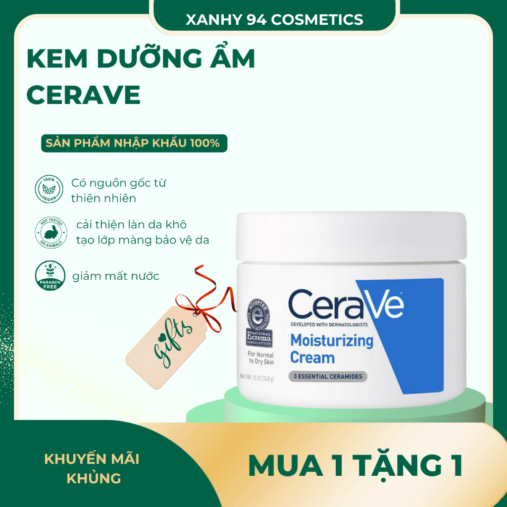 Kem dưỡng ẩm CeraVe Moisturizing Cream 340g - 454g TẶNG MẶT NẠ B5 ...
