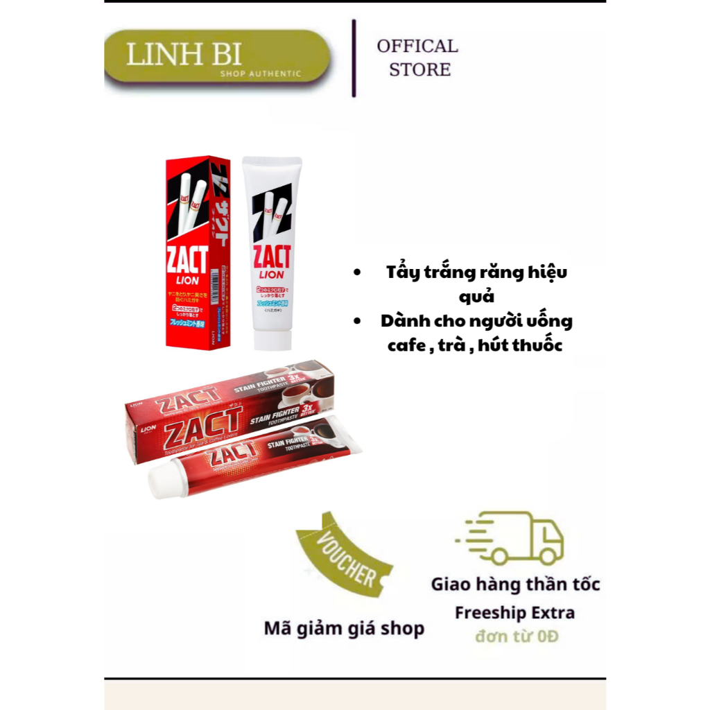 Kem Đánh Răng Dành Cho Người Hút Thuốc Zact Lion 90g | Shopee Việt Nam