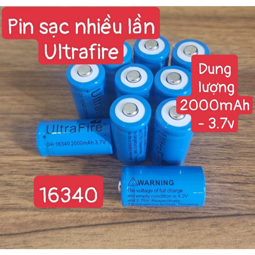Pin sạc 16340 dùng cho các thiết bị laze lớn, và đèn pin đại bàng (1 ...
