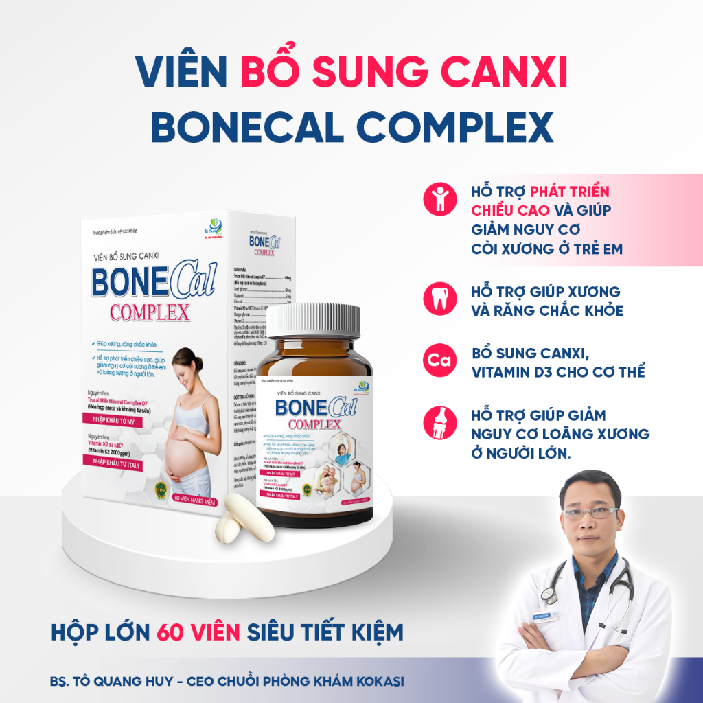 [Quà tặng] Viên uống bổ sung canxi BoneCal Complex hộp 60 viên - Hỗ trợ ...