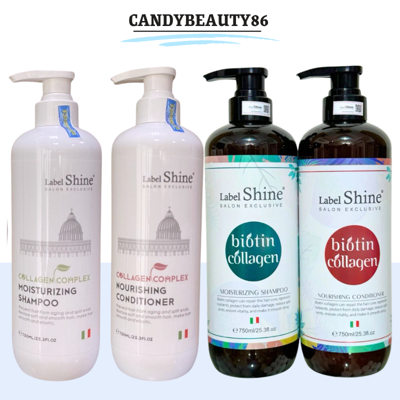 Dầu Gội Xả Keratin Label Shine 750ml Kiềm Dầu Phục Hồi Tóc Hư Tổn Tái ...