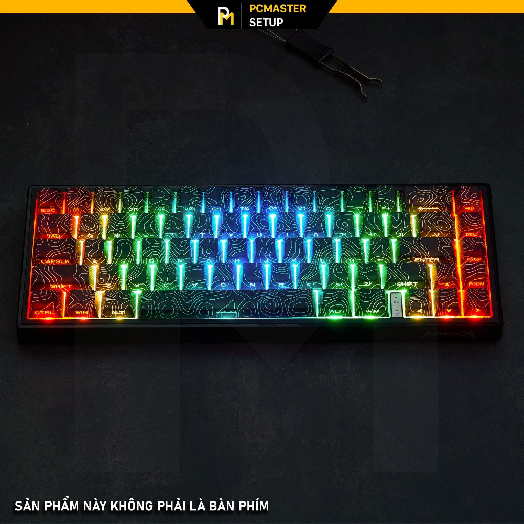 Keycap pbt xuyên led ninja Topographic dùng cho bàn phím cơ mạch xuôi ...