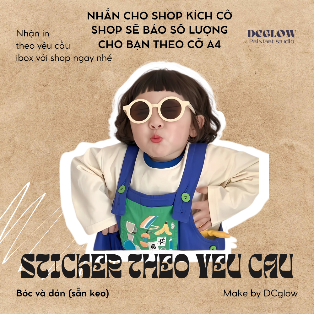 Sticker theo yêu cầu, sticker người yêu, người thân, in sticker cho bé ...